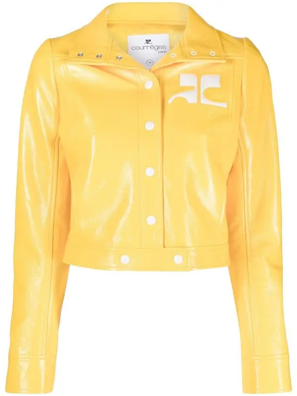 COURREGES Logo Patch Cropped Jacket - Yellow