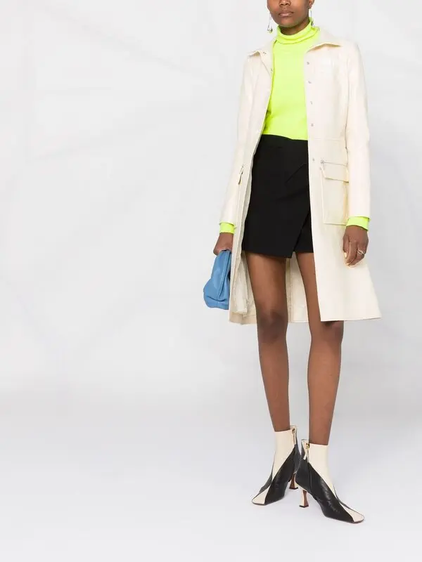 COURREGES Logo-appliqué Vinyl Trench Coat - Neutrals