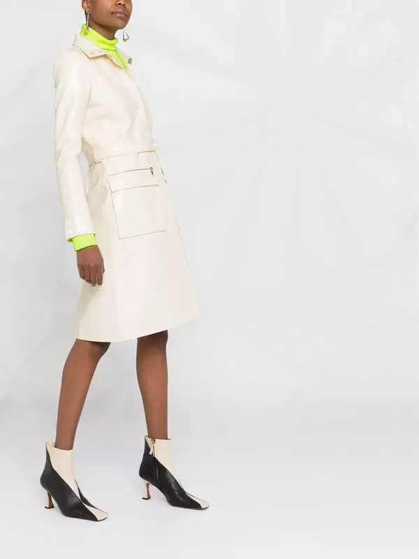 COURREGES Logo-appliqué Vinyl Trench Coat - Neutrals