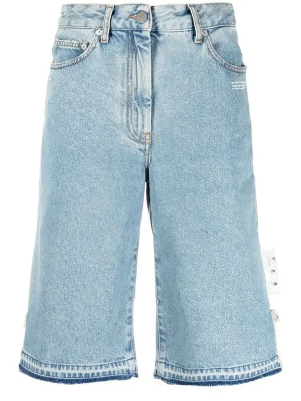 Off-White Knee-length Denim Shorts