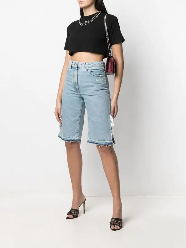 Off-White Knee-length Denim Shorts