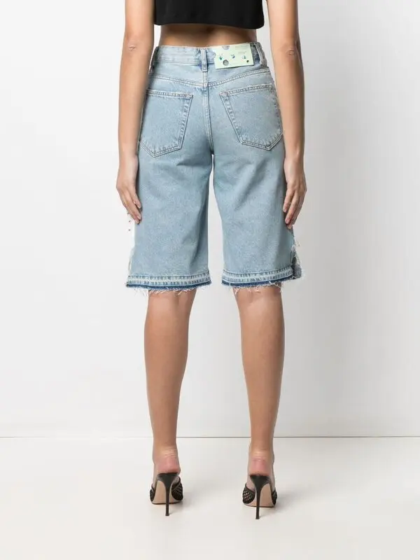 Off-White Knee-length Denim Shorts