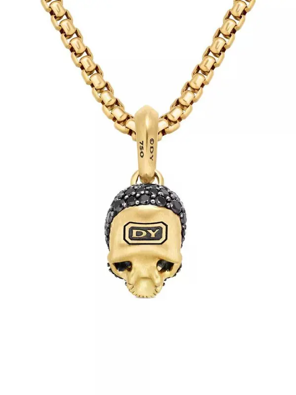David Yurman 18kt Yellow Memento Mori Skull Diamond Amulet
