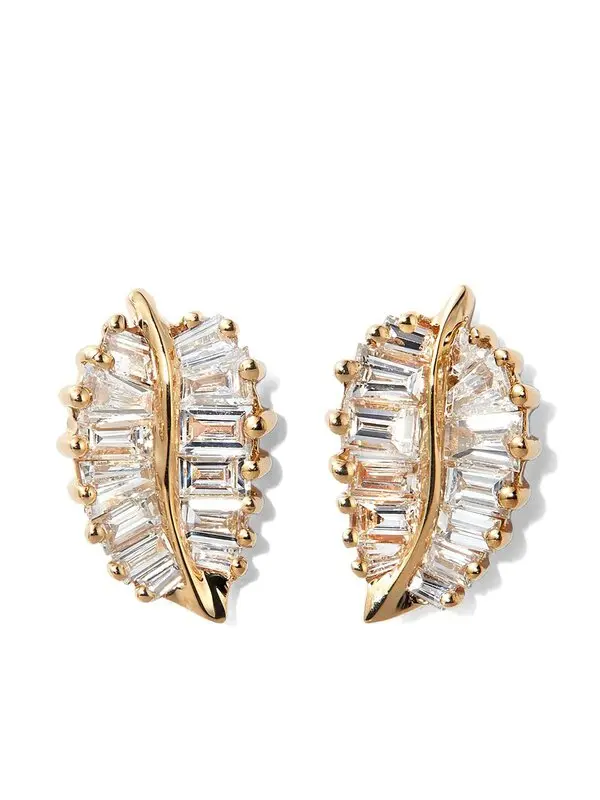 ANITA KO Palm Leaf Diamond Earrings - Gold