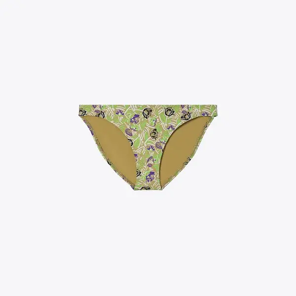 Tory Burch Printed Bikini Bottom - Green Scribble Floral