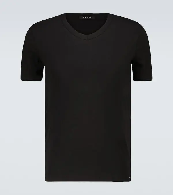 TOM FORD Stretch-cotton V-neck T-shirt - Black
