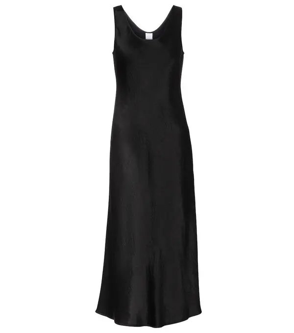Max Mara Talete Satin Midi Dress - Black