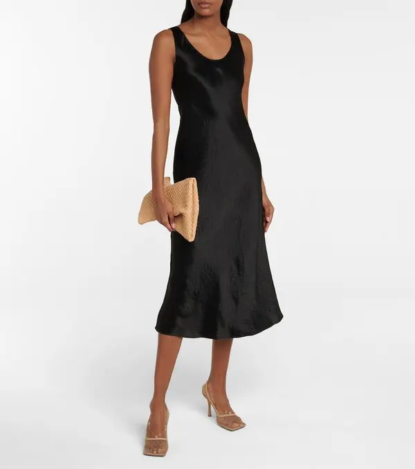 Max Mara Talete Satin Midi Dress - Black