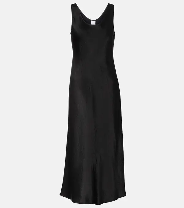 Max Mara Talete Satin Midi Dress - Black