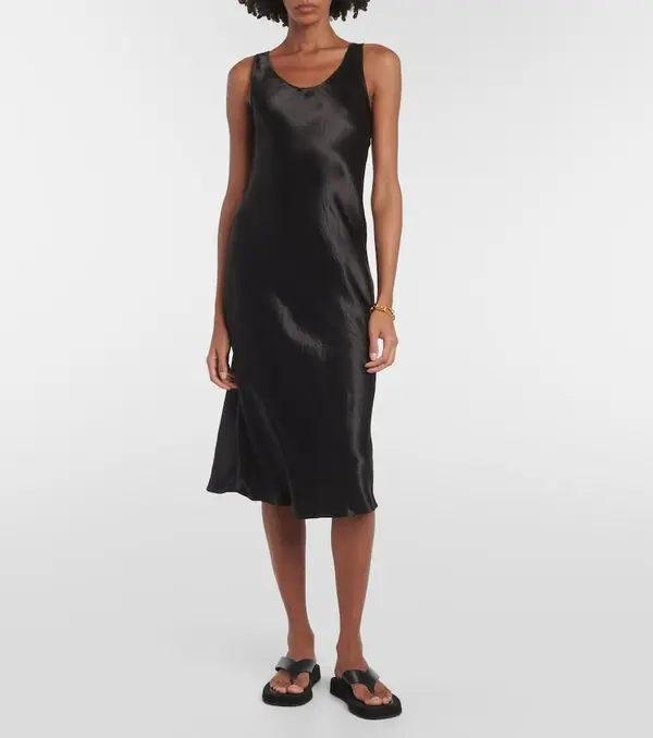 Max Mara Talete Satin Midi Dress - Black
