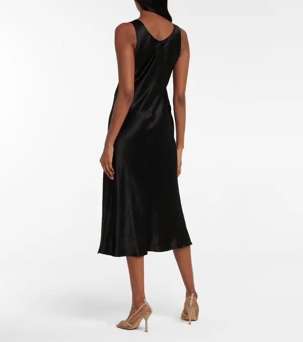Max Mara Talete Satin Midi Dress - Black