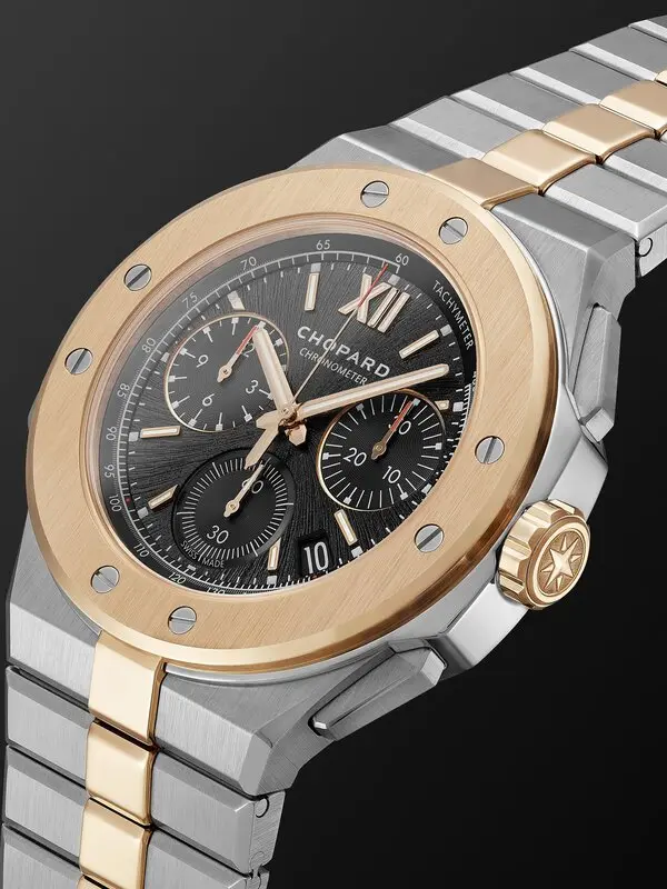 Chopard Alpine Eagle Xl Chrono Automatic Watch In Lucent Steel And 18-karat Rose Gold - Black