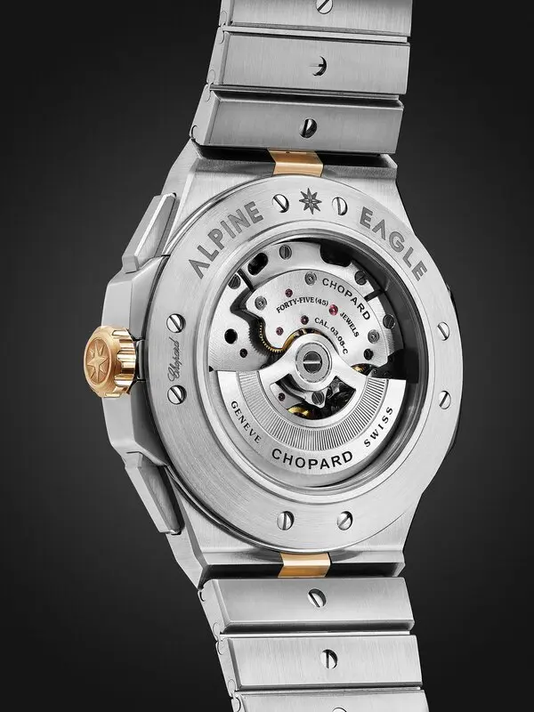Chopard Alpine Eagle Xl Chrono Automatic Watch In Lucent Steel And 18-karat Rose Gold - Black
