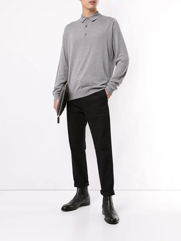 John Smedley Long-sleeve Polo Shirt - Grey