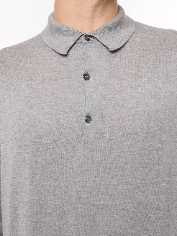 John Smedley Long-sleeve Polo Shirt - Grey