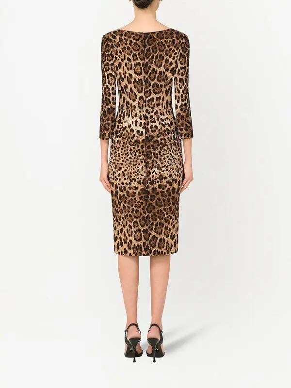 Dolce & Gabbana Leopard-print Midi Dress - Brown