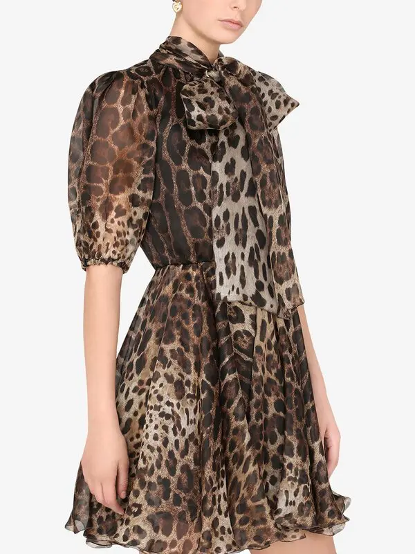 Dolce & Gabbana Leopard-print Organza Mini Dress