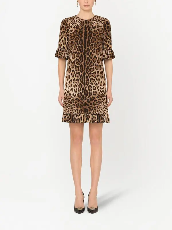 Dolce & Gabbana Leopard-print Mini Dress - Brown