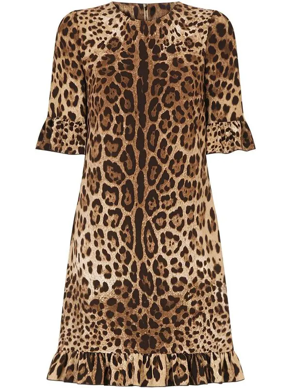 Dolce & Gabbana Leopard-print Mini Dress - Brown
