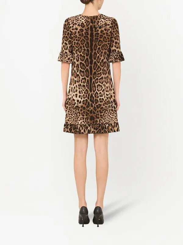 Dolce & Gabbana Leopard-print Mini Dress - Brown
