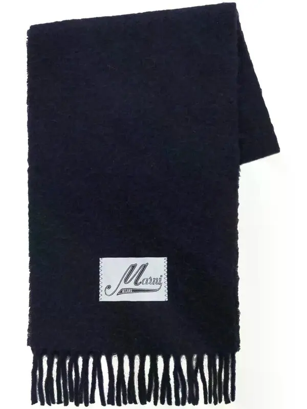 Marni Logo-appliqué Alpaca Scarf - Blue