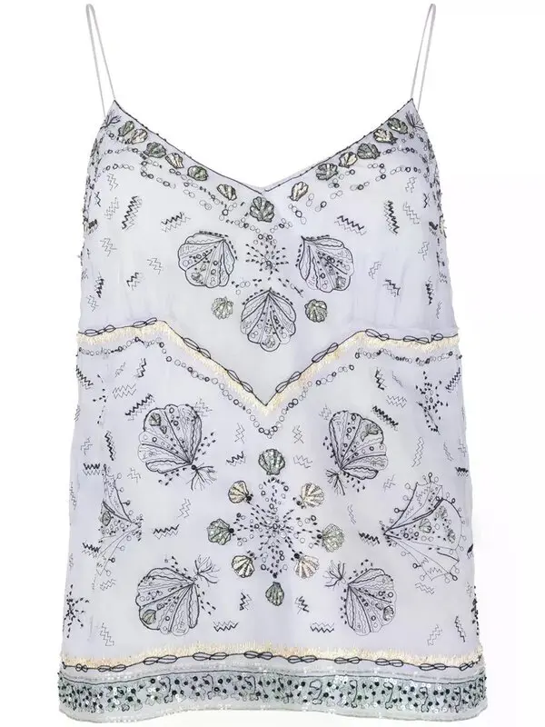 Emilio Pucci Conchiglie-print Silk Camisole Top