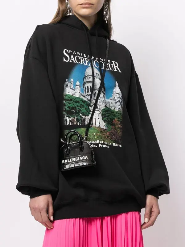 Balenciaga Sacré Coeur-Print Oversized Hoodie In Black - 30% Off
