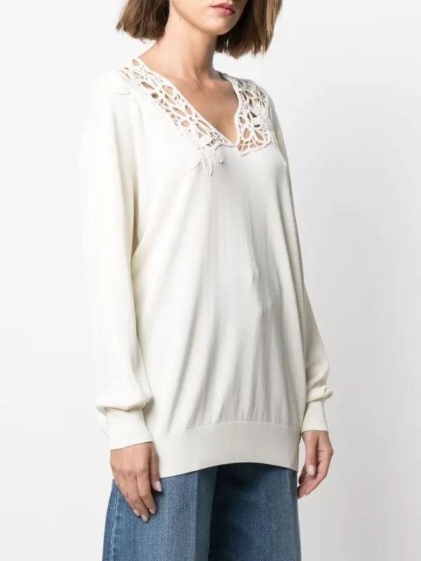 Stella McCartney Lace-detail V-neck Jumper