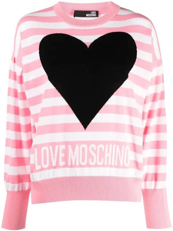 Moschino Logo-print Striped Sweatshirt - Pink