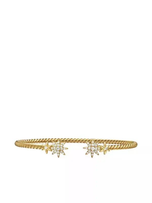 David Yurman 18kt Yellow Diamond Starburst Cable Bracelet - Gold