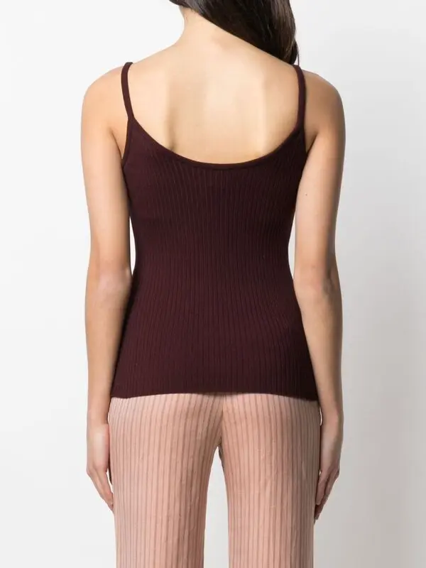 COURREGES Logo Print Ribbed Knit Top