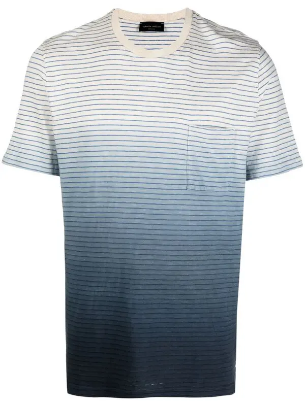 ROBERTO COLLINA Striped Ombré T-shirt
