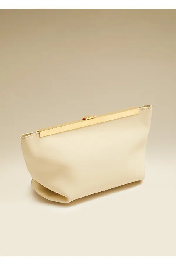 Khaite The Aimee Clutch In Cream Leather