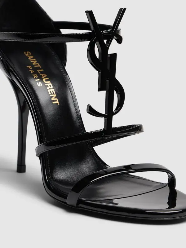 Saint Laurent 110mm Cassandra Patent Leather Sandals Black