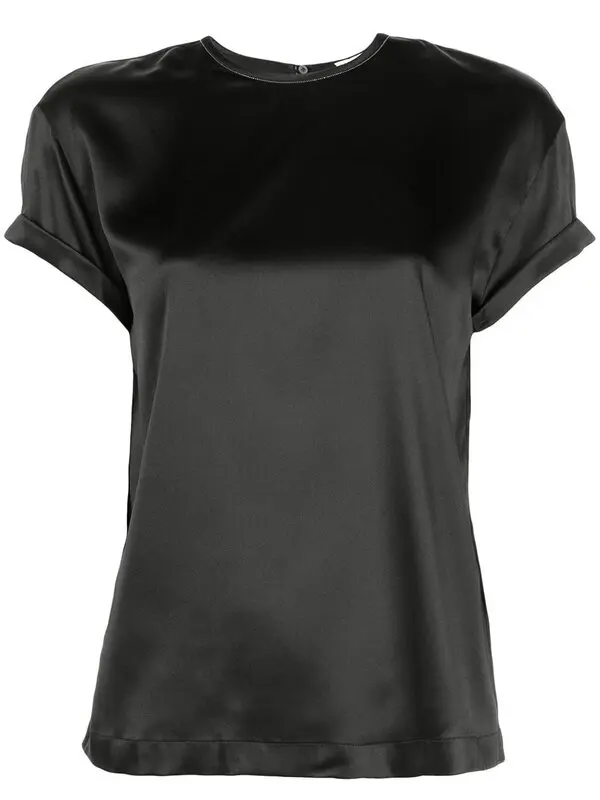 Brunello Cucinelli Silk Crew-neck T-shirt - Black