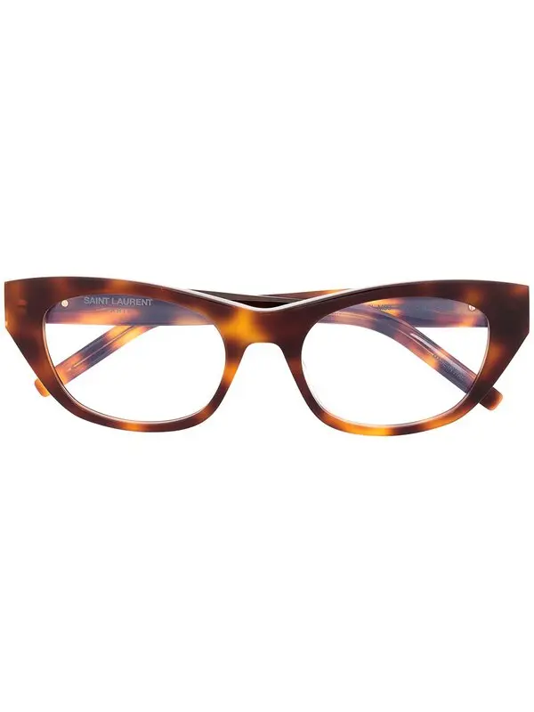 Saint Laurent Slm80 Oval-frame Glasses - Brown