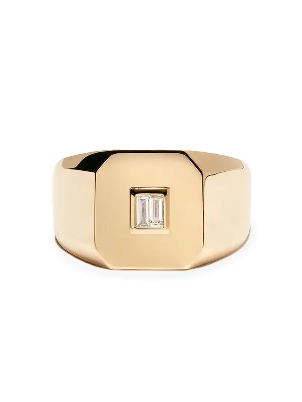 Shay 18k Yellow Baguette Diamond Signet Ring