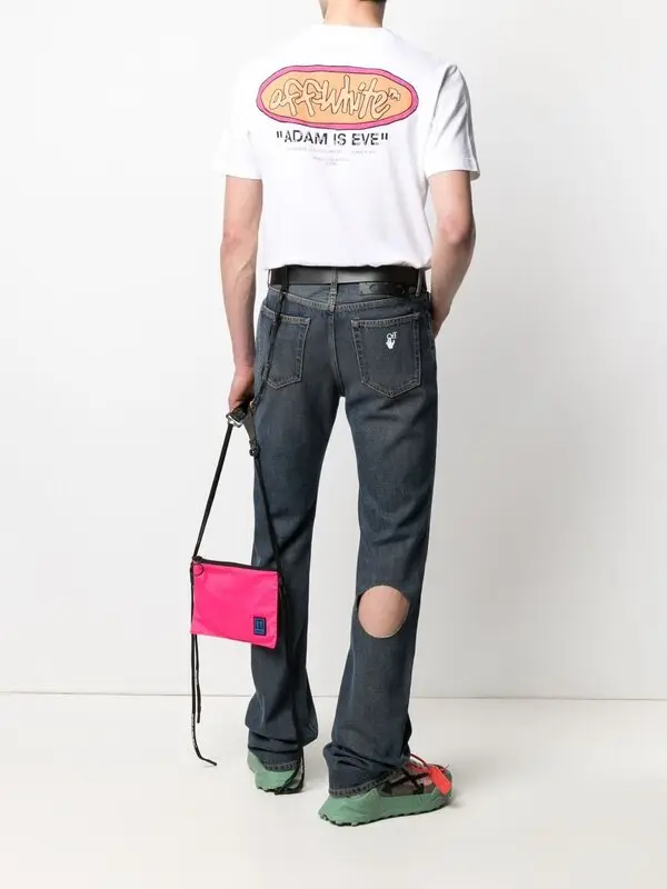 Off-White Distressed Straight Leg Jeans