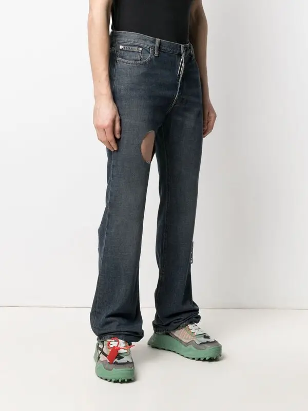 Off-White Distressed Straight Leg Jeans