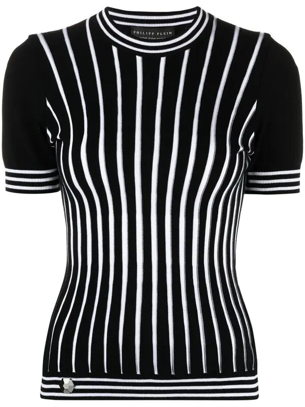 Philipp Plein Intarsia Stripe Short Sleeve Jumper