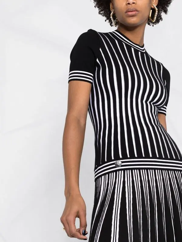 Philipp Plein Intarsia Stripe Short Sleeve Jumper