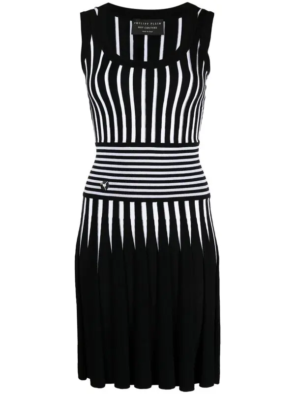 Philipp Plein Stripe-print Knitted Short Dress