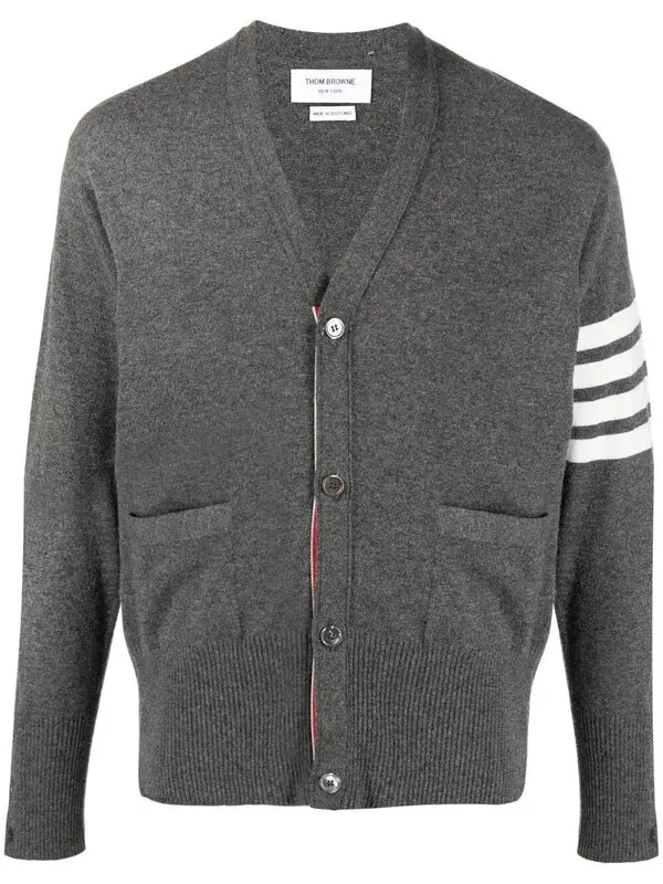 Thom Browne 4-bar Stripe Cashmere Cardigan - Grey