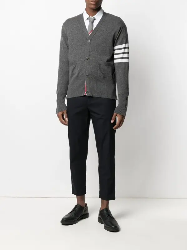 Thom Browne 4-bar Stripe Cashmere Cardigan - Grey