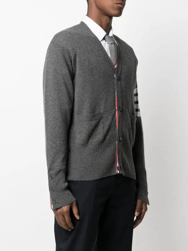 Thom Browne 4-bar Stripe Cashmere Cardigan - Grey