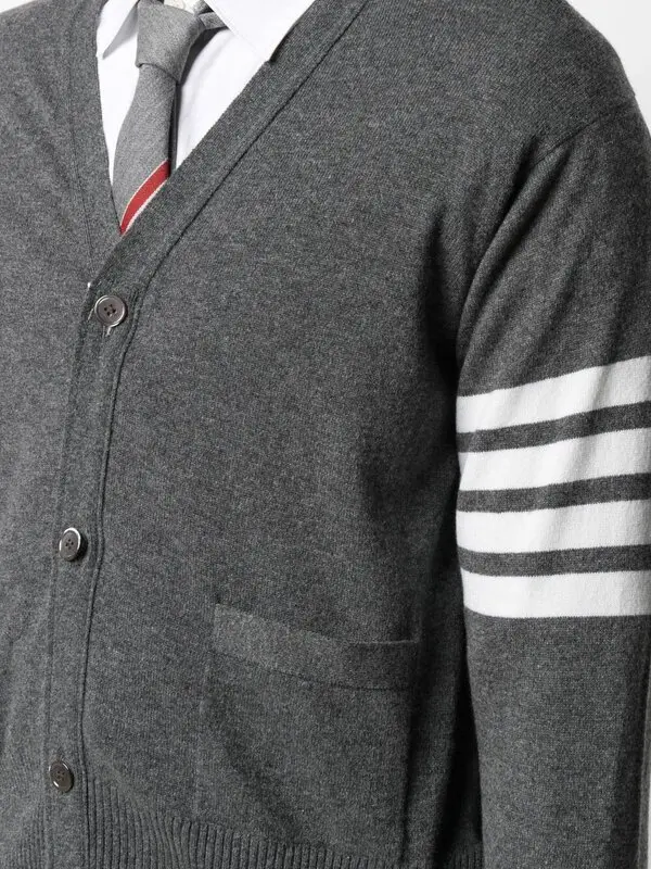Thom Browne 4-bar Stripe Cashmere Cardigan - Grey