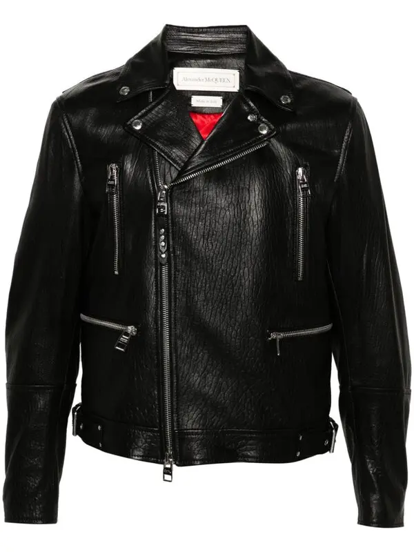 Alexander McQueen Leather Biker Jacket - Black