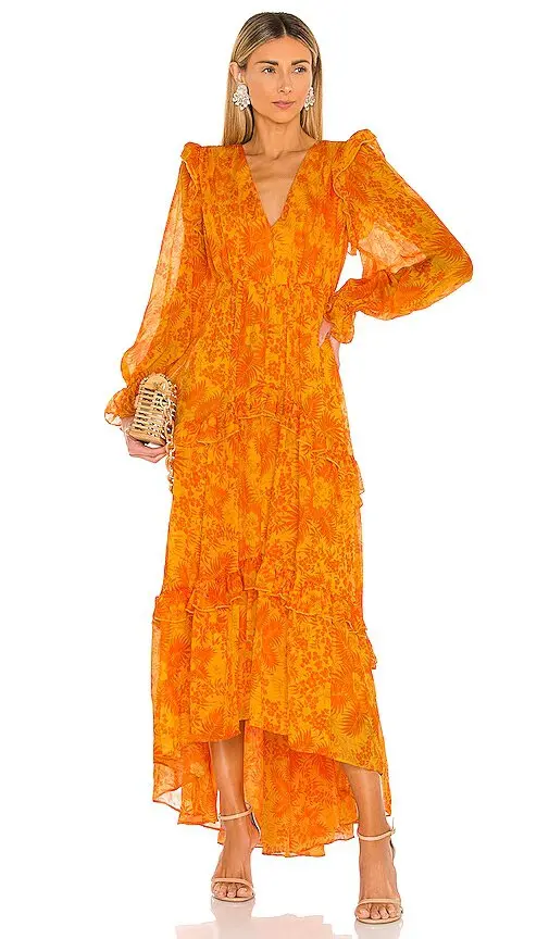 Amur Allegra Gown In Orange In Persimmon Jungle - 44% Off | Editorialist
