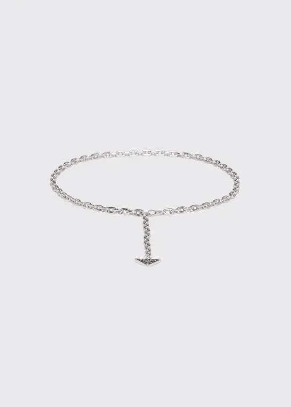 Prada Triangle Silver Metal Chain Belt Fashion Women Casual Formal Accessory Prada | Accessories | Prada Tan And Silver Womens Rope Belt  main image 4