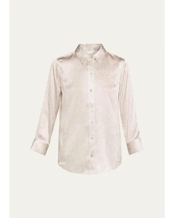 L'Agence Dani 3/4-sleeve Silk Blouse - Ecru Beige